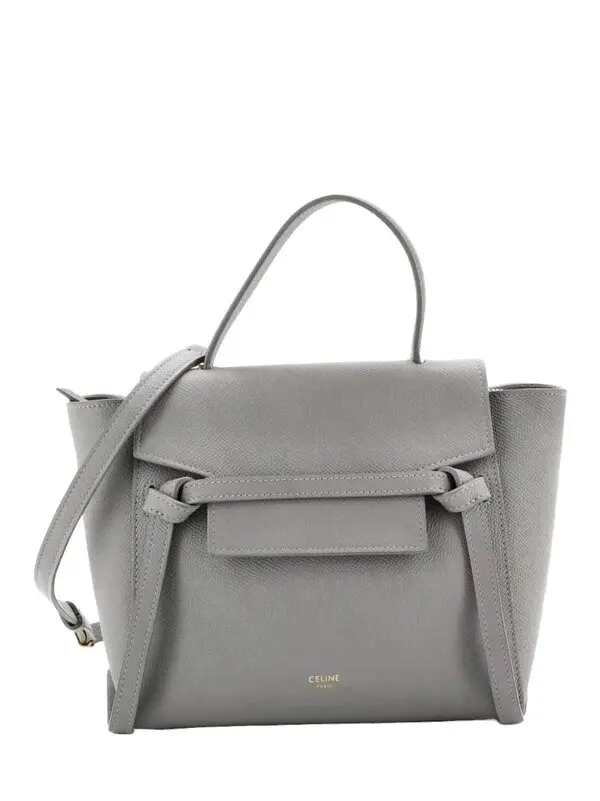 Celine Belt Bag Textured Leather Nano Shoulder Bag - Grey