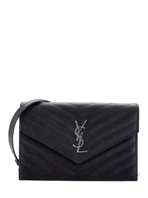 Saint Laurent Classic Monogram Wallet On Chain - Black