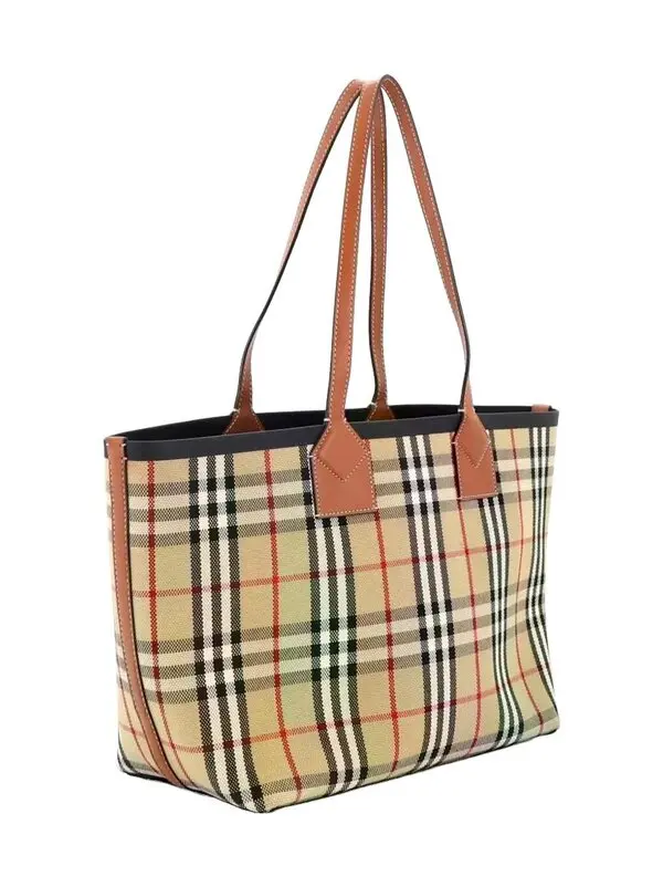 Burberry London Vintage Check Canvas Small Tote Bag - Brown