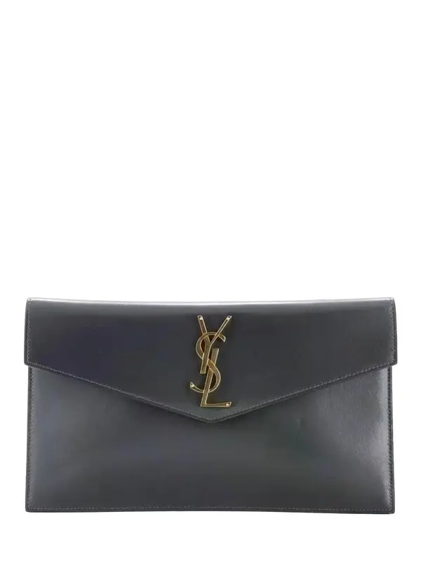 Saint Laurent Uptown Leather Pouch - Grey
