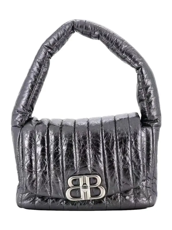 Balenciaga Monaco Sling Bag Padded Quilted Leather Small Shoulder Bag - Silver