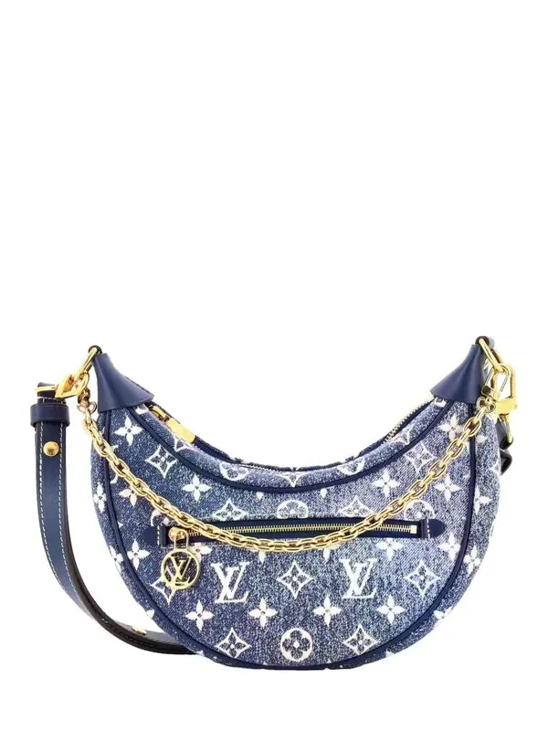 LOUIS VUITTON Loop Handbag Monogram Jacquard Denim Hobo Bag - Blue