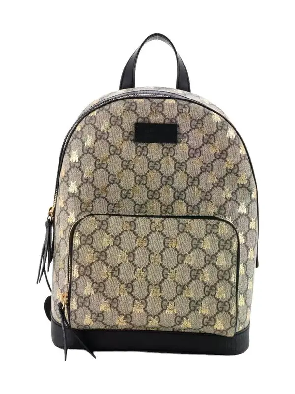 Gucci Zip Pocket Printed Gg Coated Canvas Small Backpack - Brown