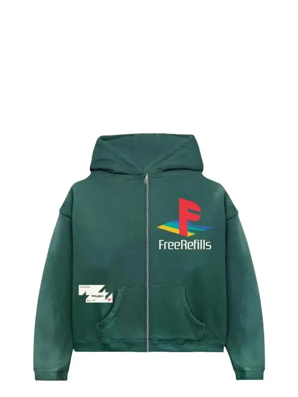 FREE REFILLS Full Zip Graphic Hoodie - Green