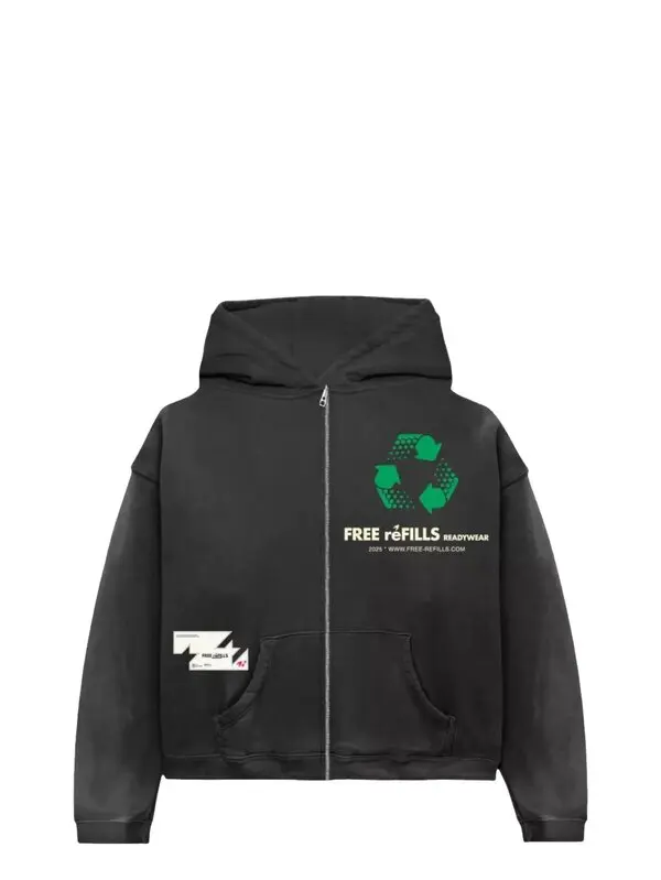 FREE REFILLS Logo Zip-up Hoodie - Black