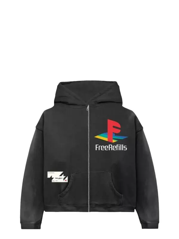 FREE REFILLS Printed Zip-up Hoodie - Black