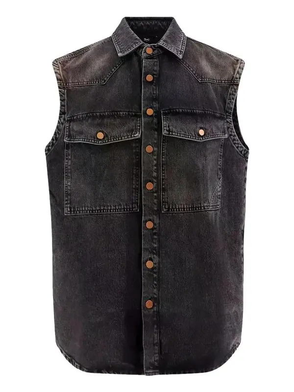 3x1 Flap-pocket Sleeveless Shirt - Grey