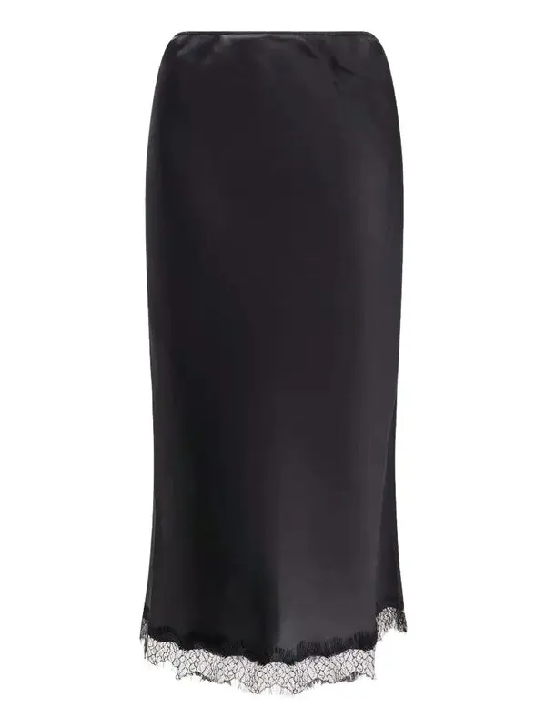 R2W Savia Silk Midi Skirt - Black