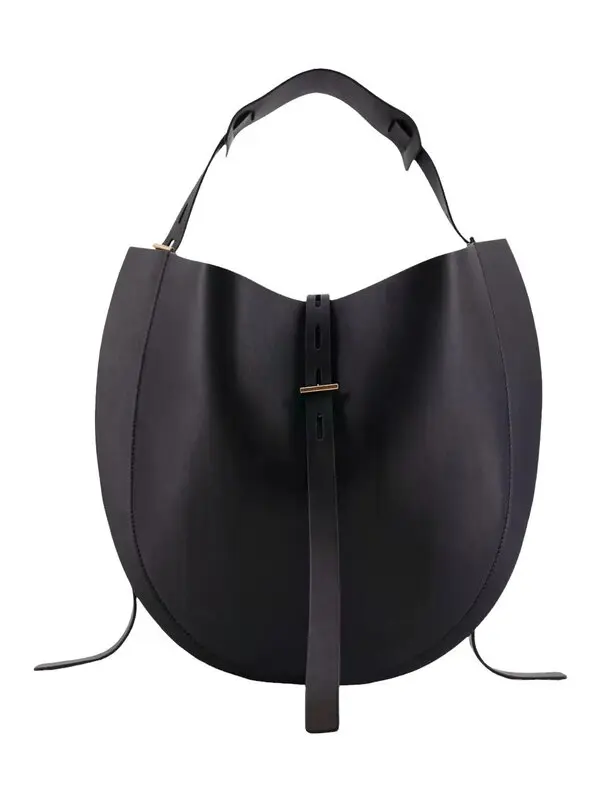 MINOBOSSI Lizzie Leather Shoulder Bag With Adjustable Strap - Black