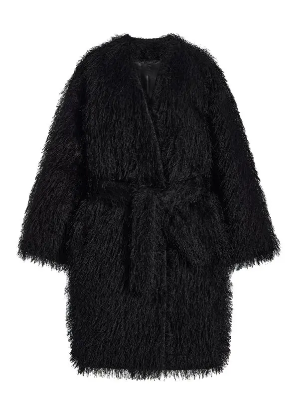Brandon Maxwell The Sabrina Frayed Fil Coupé Oversized Coat - Black