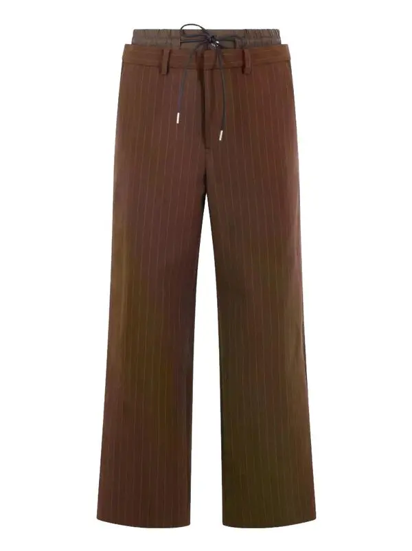 Sacai Pinstripe Drawstring Trousers - Brown