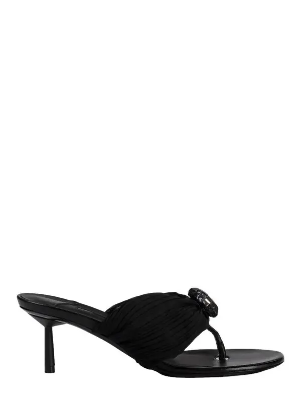 LE SILLA Numa Embellished Pleated Sandals - Black