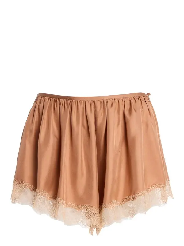 Ulla Johnson Georgiana Lace-trimmed Silk Mini Shorts - Brown