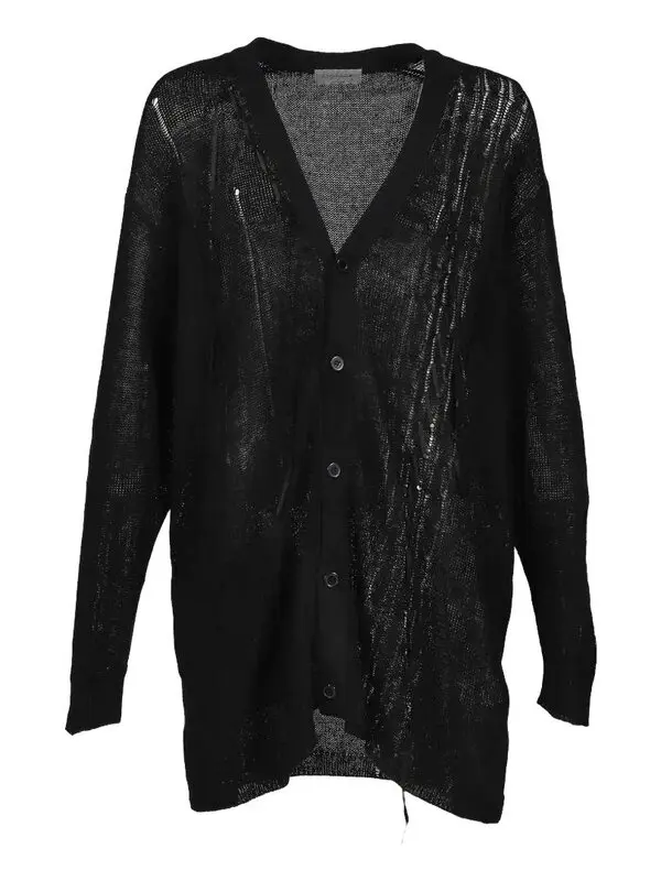 Yohji Yamamoto Button-up Knitted Cardigan - Black