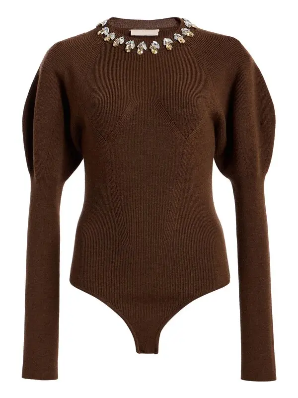 Ulla Johnson Imara Embellished Wool Top - Brown