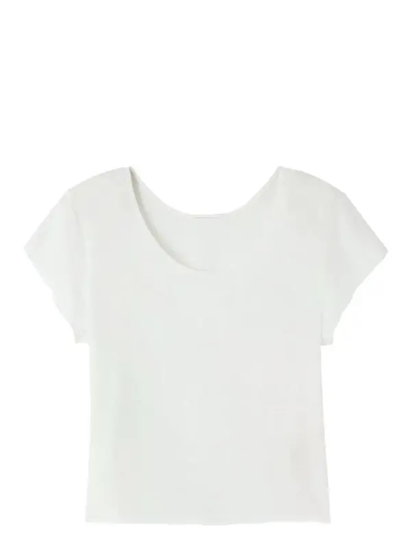 American Vintage Round-neck Short-sleeve Linen T-shirt - White