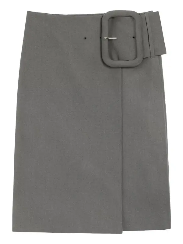Ami Oversized-buckle Midi Skirt - Grey