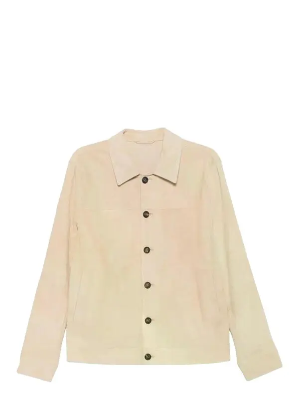 Eleventy Leather Shirt Jacket - Neutrals