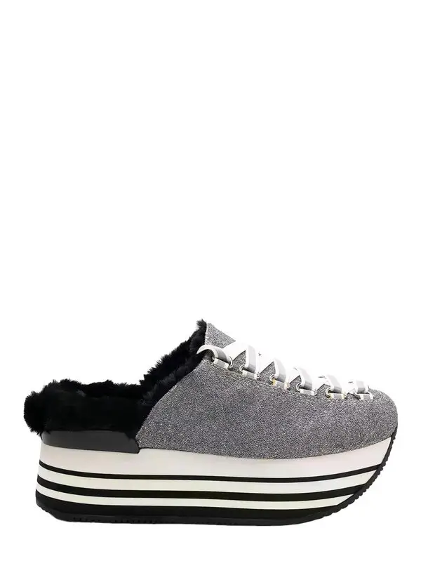 Hogan Platform Lace-up Mules - Grey