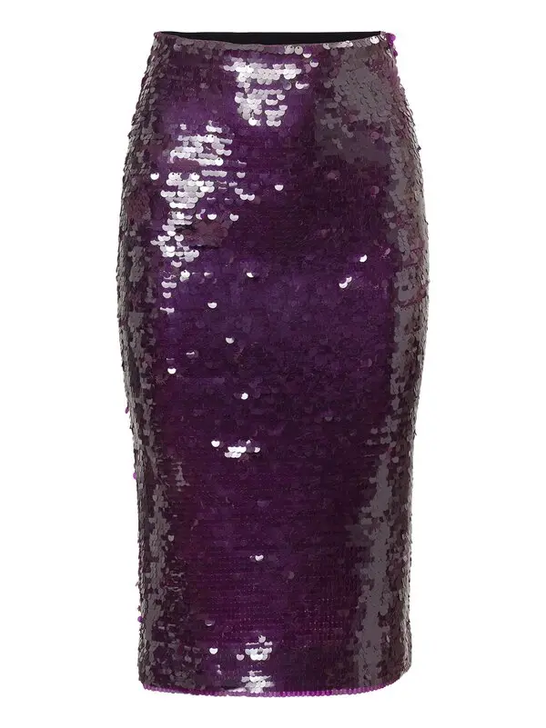 Carolina Herrera Signature Merino Sequin Pencil Skirt - Purple