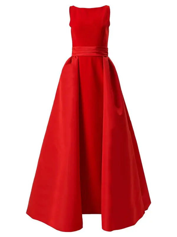 Carolina Herrera Overskirt-detailed Silk Faille Column Gown - Red