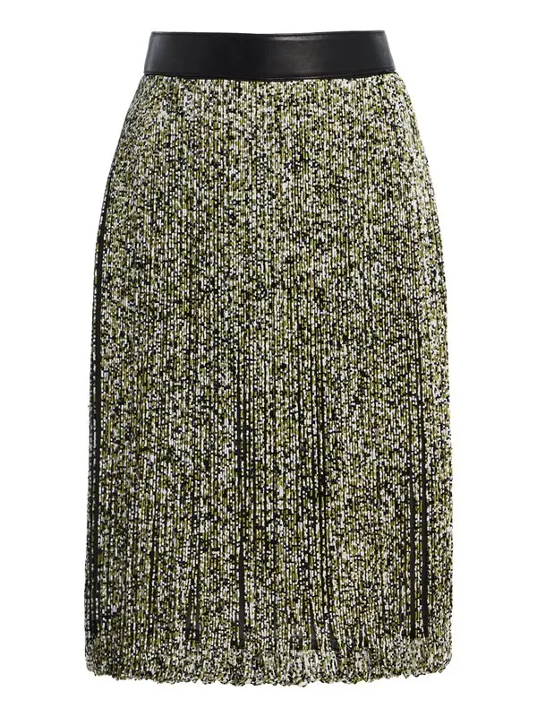 Brandon Maxwell The Juno Bead-embroidered Knee-length Skirt - Green