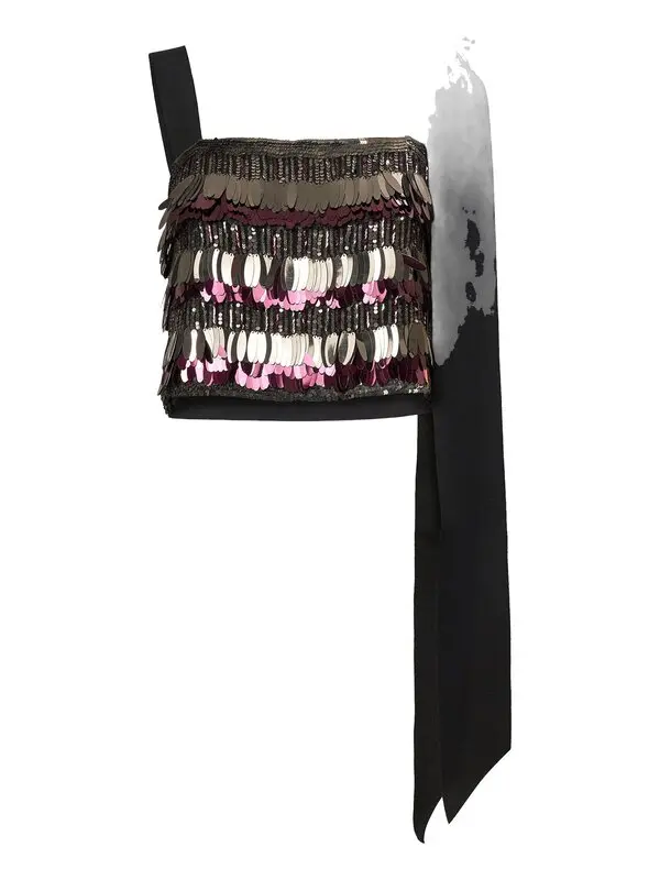 Carolina Herrera Sequined Silk Double Georgette Top - Multi