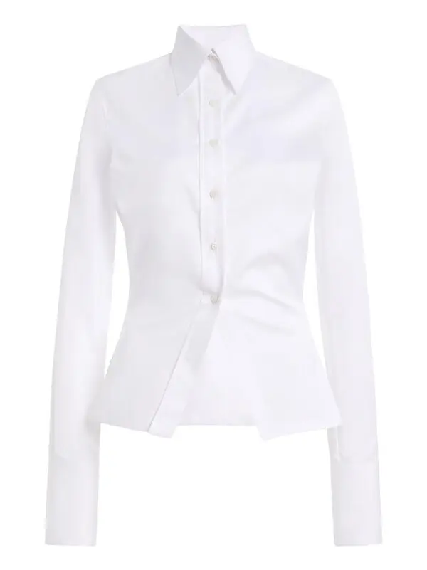 Brandon Maxwell The Ceci Split-hem Button-down Shirt - White