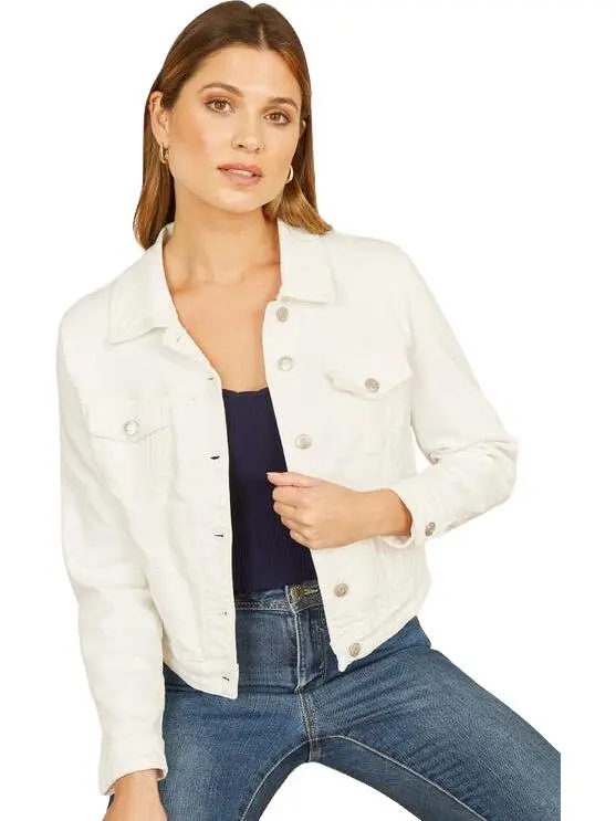 YUMI Stretch Cotton Denim Jacket - White