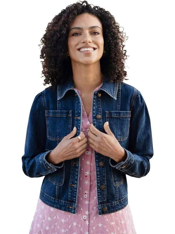 YUMI Stretch Denim Pocket Detail Jacket - Blue