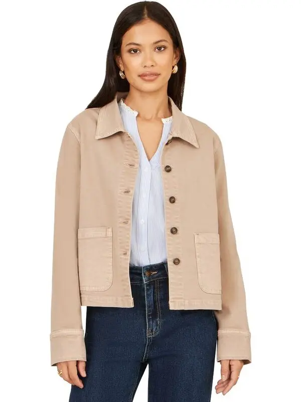 YUMI Canvas Patch Pocket Jacket - Beige