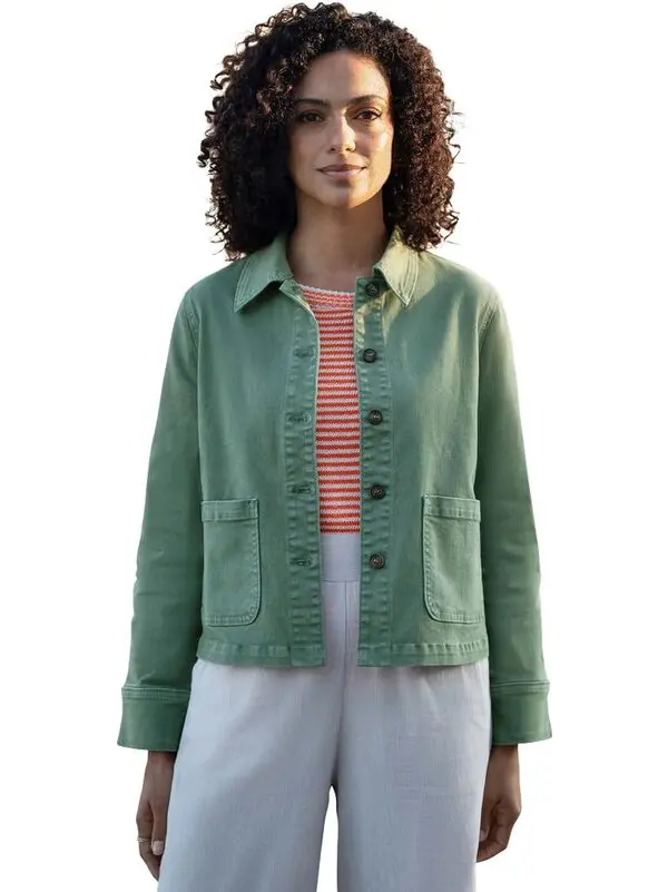 YUMI Canvas Patch Pocket Jacket - Green