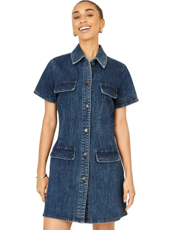 YUMI Denim Shirt Dress - Blue