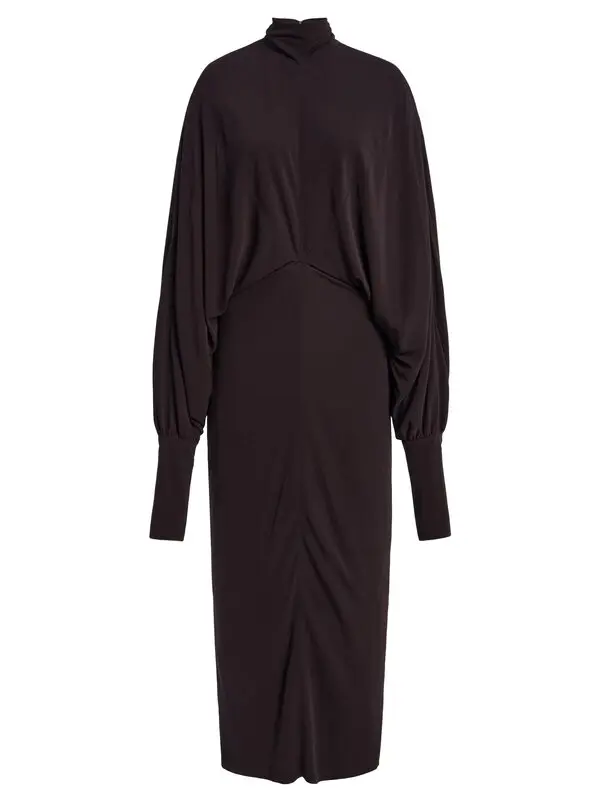 Brandon Maxwell The Helena Dolman-sleeve Midi Dress - Brown