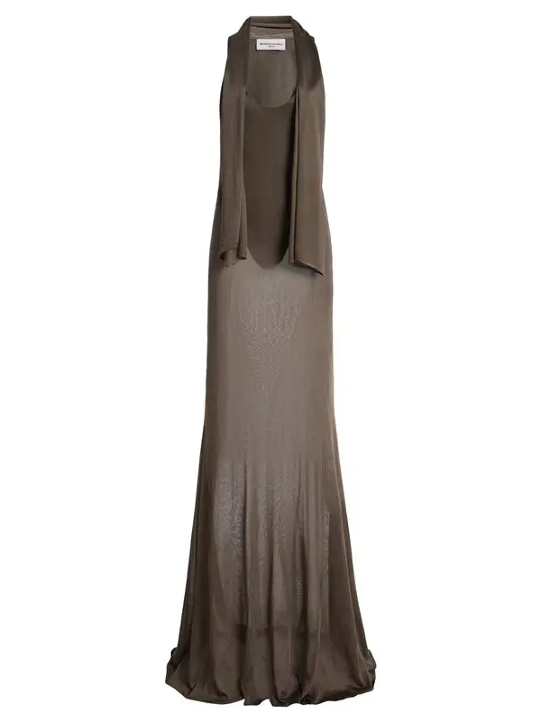 Brandon Maxwell Siena Scarf-detailed Gown - Grey