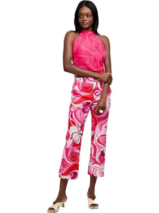 Trina Turk Myka Open Back Halter Top - Magenta Milano
