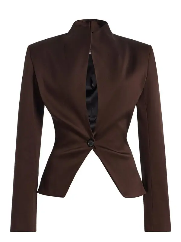 Brandon Maxwell Alora Shrunken Jacket - Brown