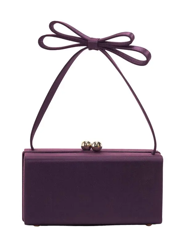 Carolina Herrera Mimi Bow Satin Top Handle - Purple