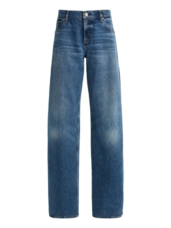 Brandon Maxwell The Lana Pleated Denim Wide-leg Jeans - Medium Wash