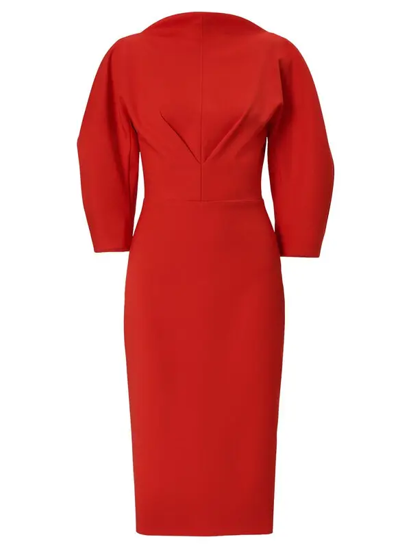 Carolina Herrera Bi-stretch Wool Tailored Sheath Dress - Red
