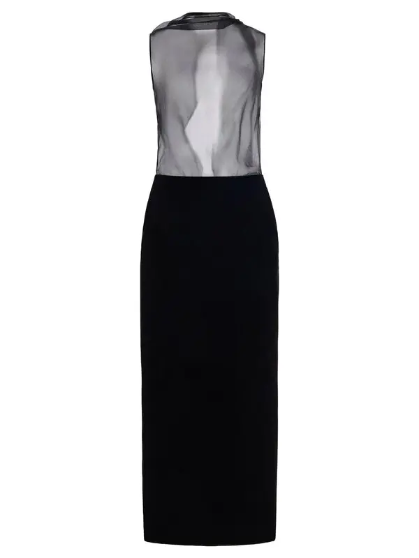 Brandon Maxwell Delphine Sheer Organza Maxi Dress - Black