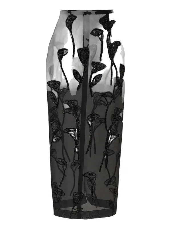 Carolina Herrera Embellished Crepe Silk Organza Ankle-length Skirt - Black