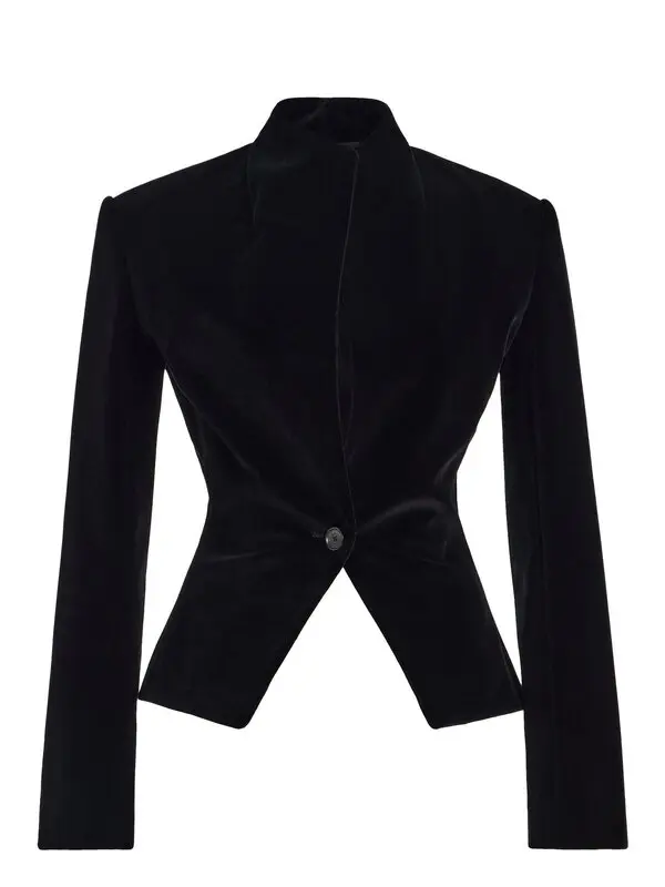 Brandon Maxwell Alora Single-breasted Bonded Velvet Jacket - Black