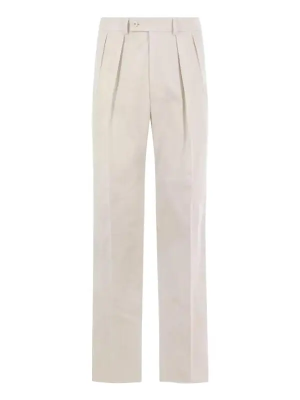 Caruso Buttoned Pleated Trousers - Neutrals