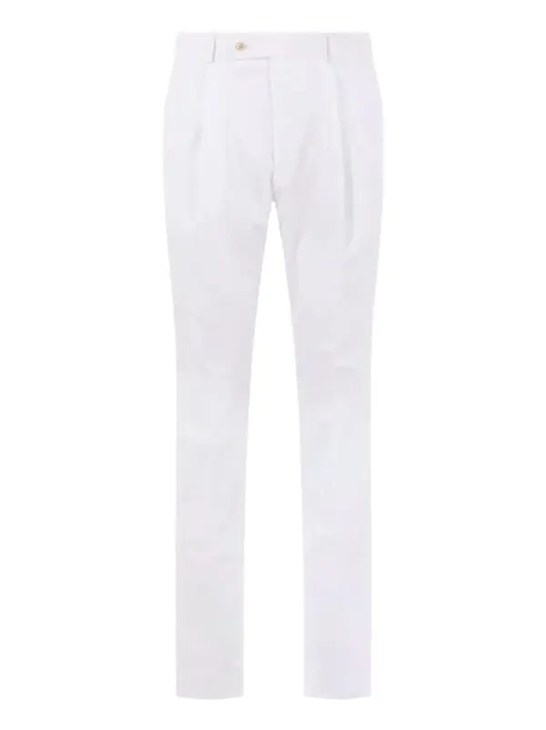 Caruso Buttoned Straight-leg Trousers - White