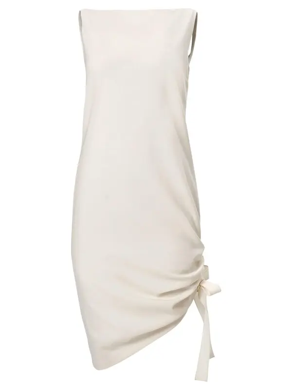 Carolina Herrera Tie-detailed Bi-stretch Wool Tailored Dress - Ivory