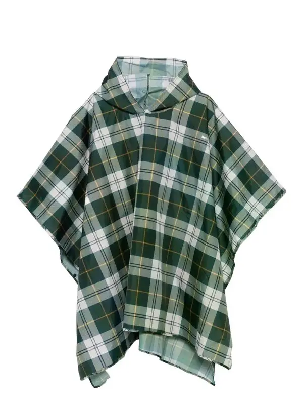 Barbour Tartan-pattern Hooded Poncho - Green