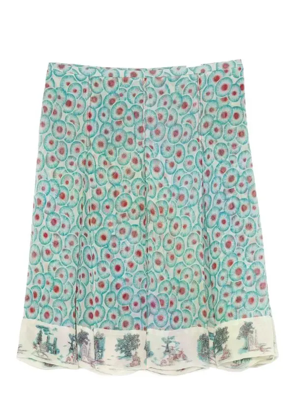 Hermès 2000s Printed Silk Mini Skirt - Blue
