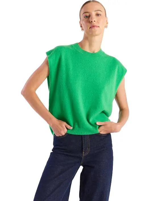 BRODIE CASHMERE 100% Cashmere Tina Tank - Spring Green