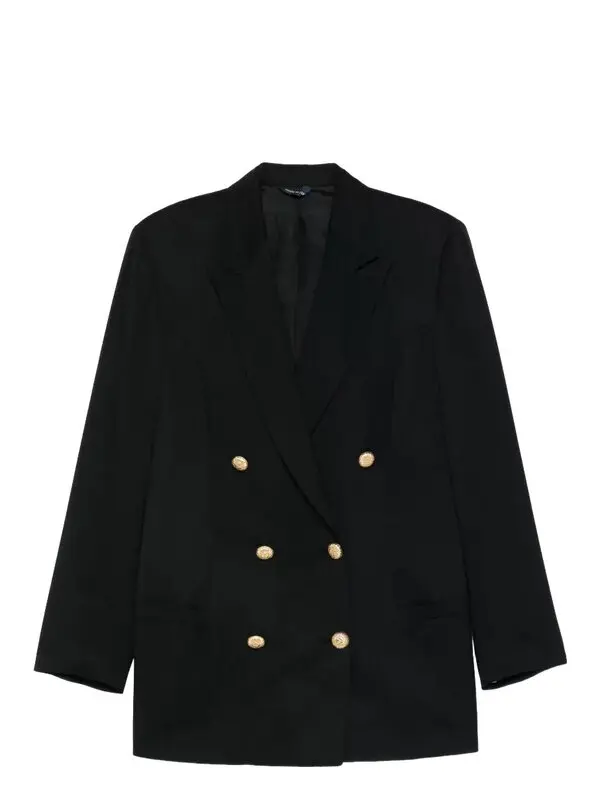Versace 1990s Wool Double-breasted Blazer - Black